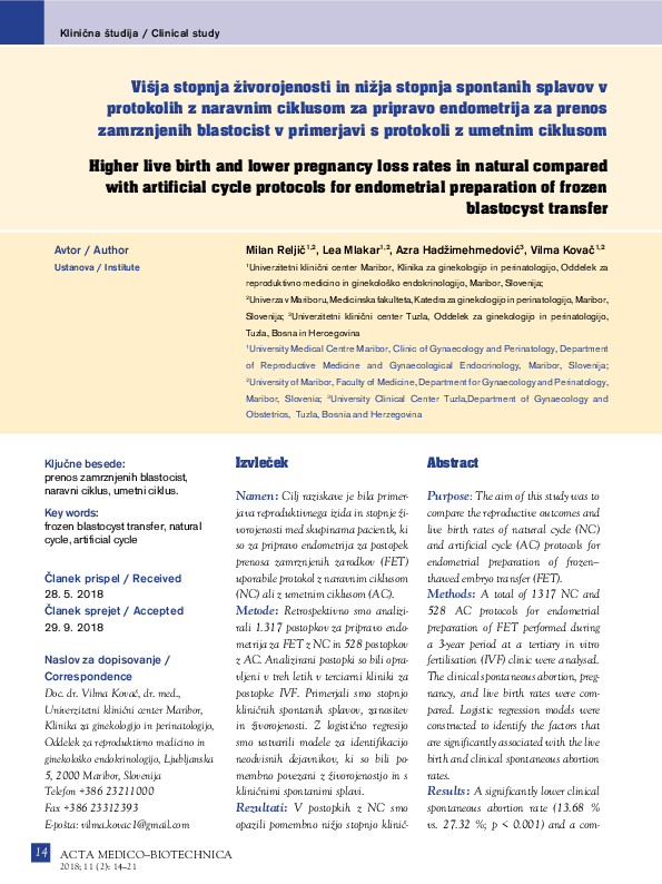 (PDF) Higher live birth and lower pregnancy loss rates in natural ...