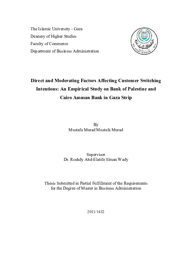 (PDF) Direct and Moderating Factors Affecting Customer Switching ...