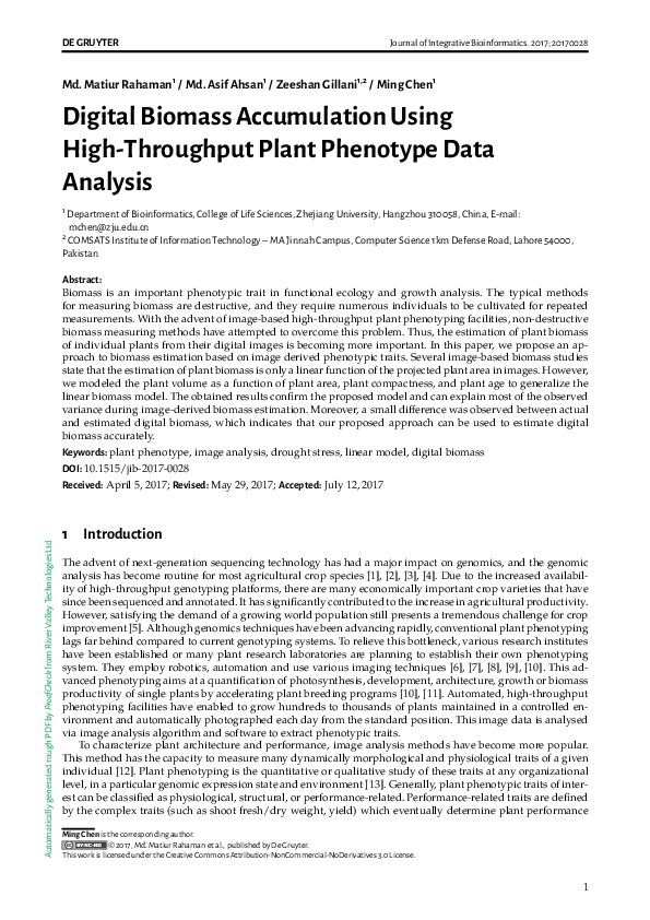 (PDF) Digital Biomass Accumulation Using High-Throughput Plant ...