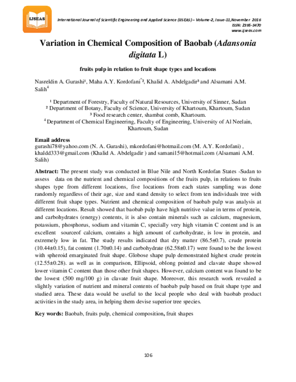(PDF) Variation in Chemical Composition of Baobab (Adansonia digitata L ...