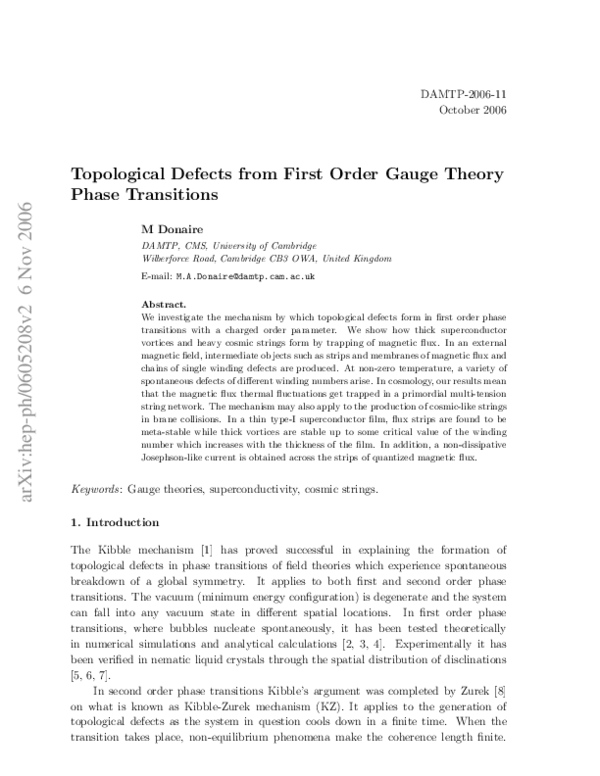 (PDF) Topological defects from first-order gauge theory phase transitions