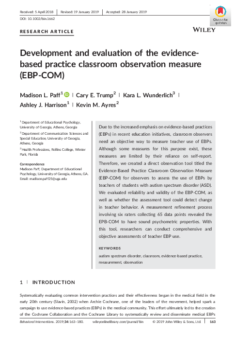 (PDF) Development and evaluation of the evidence‐based practice ...
