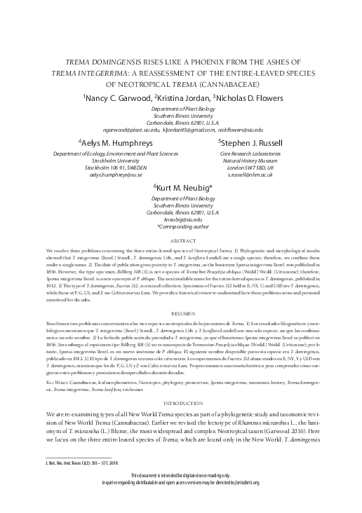 (PDF) Trema domingensis rises like a Phoenix from the ashes of Trema ...