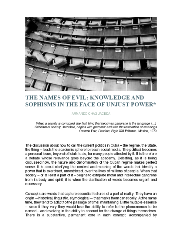 (PDF) The names of Evil: knowledge and sophisms in the face of unjust power