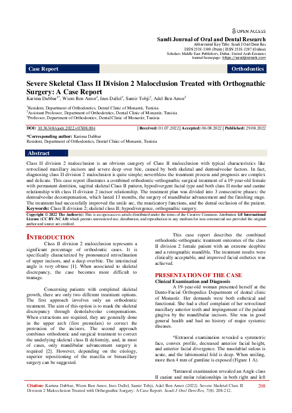 (PDF) Severe Skeletal Class II Division 2 Malocclusion Treated with ...