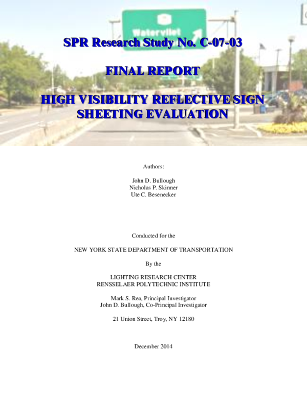 (PDF) SPR Research Study No . C-0703 FINAL REPORT HIGH VISIBILITY ...