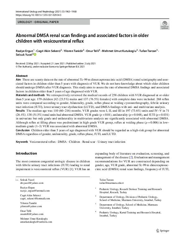 (PDF) Abnormal DMSA renal scan findings and associated factors in older ...