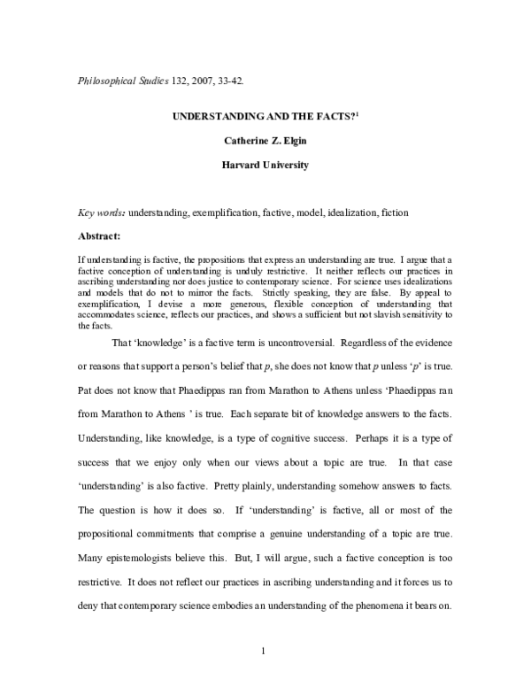 (PDF) Understanding and the facts