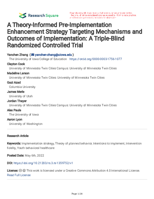 (PDF) A Theory-Informed Pre-Implementation Enhancement Strategy Targeting Mechanisms and ...
