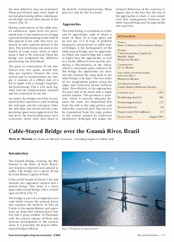 (PDF) Cable-Stayed Bridge over the Guamà River, Brazil | Mario de ...