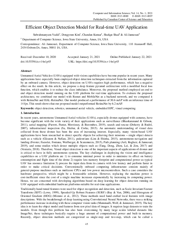 Pdf Real Time Object Detection For Uavs