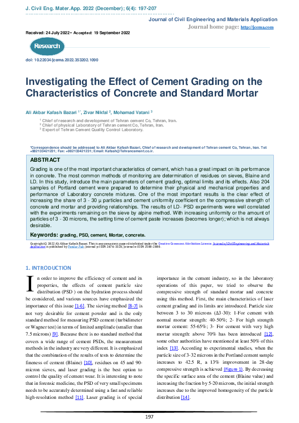 (PDF) Investigating the Effect of Cement Grading on the Characteristics ...