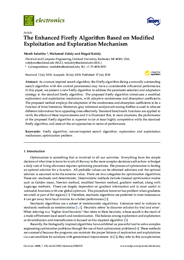 Pdf The Enhanced Firefly Algorithm Based On Modified Exploitation And