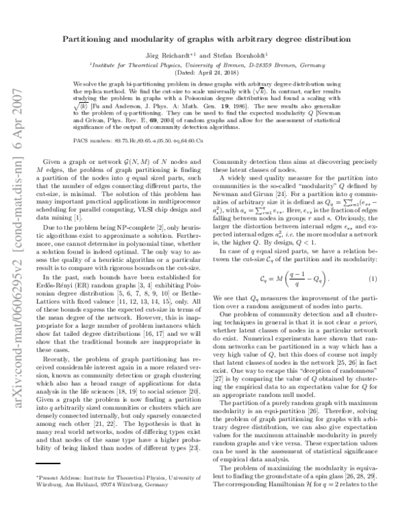(PDF) Partitioning and modularity of graphs with arbitrary degree ...