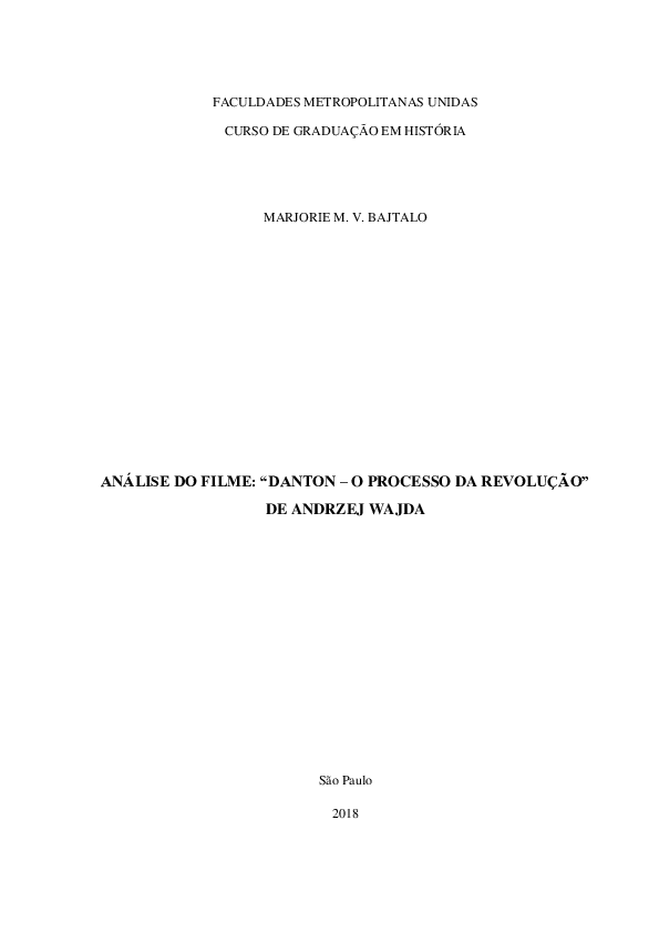 (PDF) Análise do filme "DANTON: O PROCESSO DA REVOLUÇÃO" de Andrzej Wajda