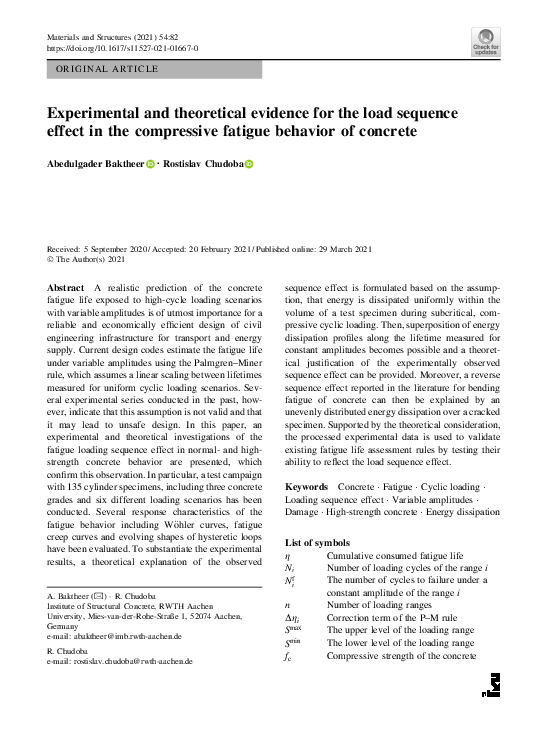 (PDF) Experimental and theoretical evidence for the load sequence effect in the compressive ...