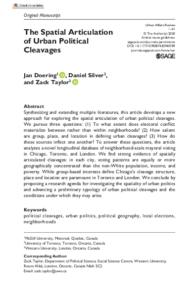 (PDF) The Spatial Articulation of Urban Political Cleavages