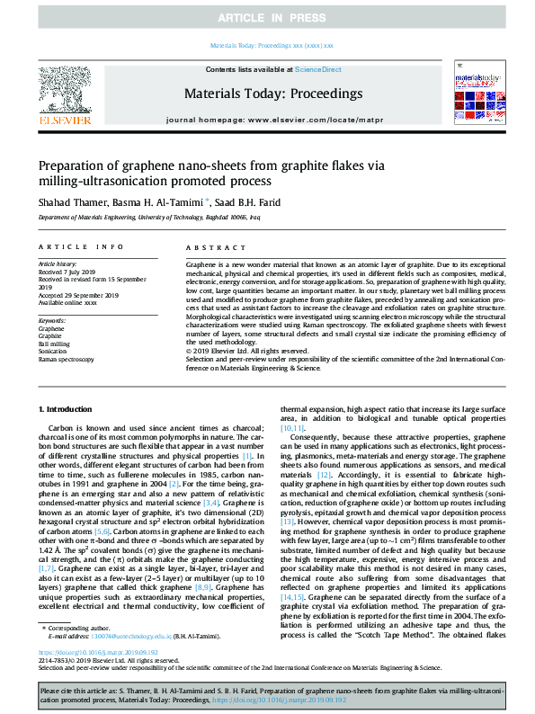 (PDF) Preparation of graphene nano-sheets from graphite flakes via ...