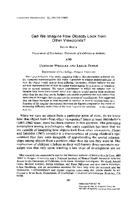 (PDF) Can we imagine how objects look from other viewpoints?