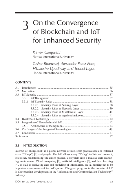 (PDF) On the Convergence of Blockchain and IoT for Enhanced Security