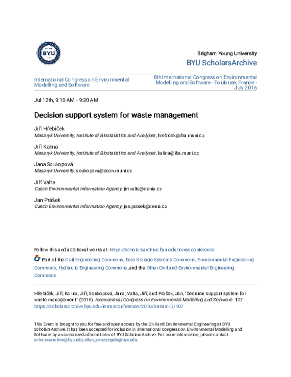 (PDF) AM Decision support system for waste management