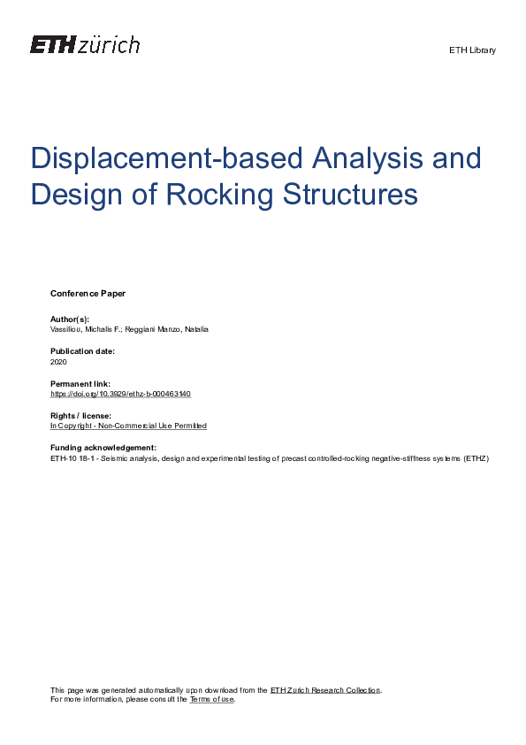 (PDF) Displacement‐based analysis and design of rocking structures