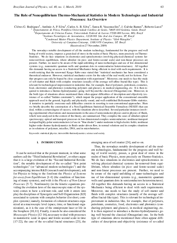 (PDF) Non-Equilibrium Thermo-Mechanical Statistics in Modern Technology