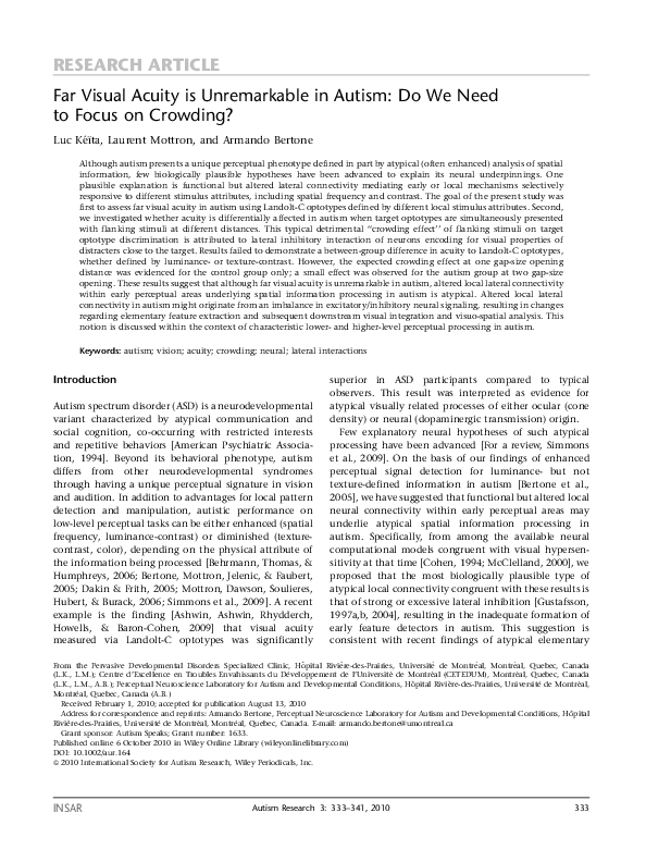(PDF) Far visual acuity is unremarkable in autism: Do we need to focus ...