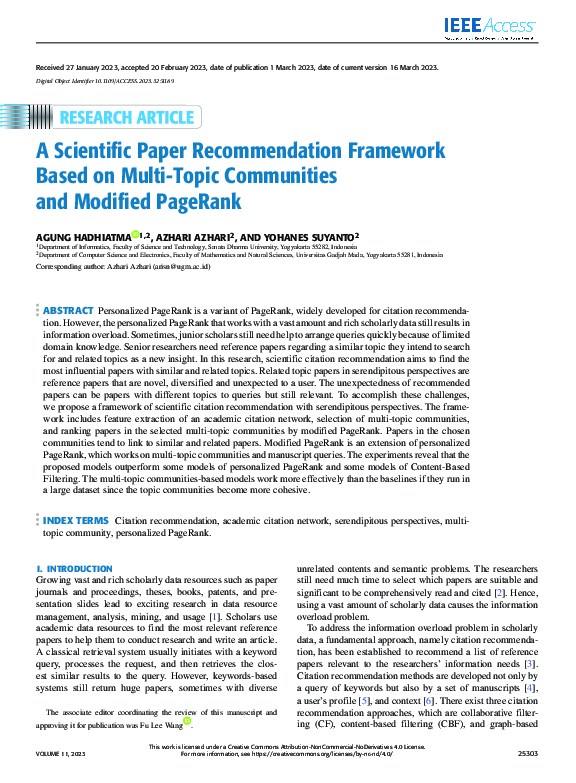 (PDF) A Scientific Paper Recommendation Framework Based on Multi-Topic ...