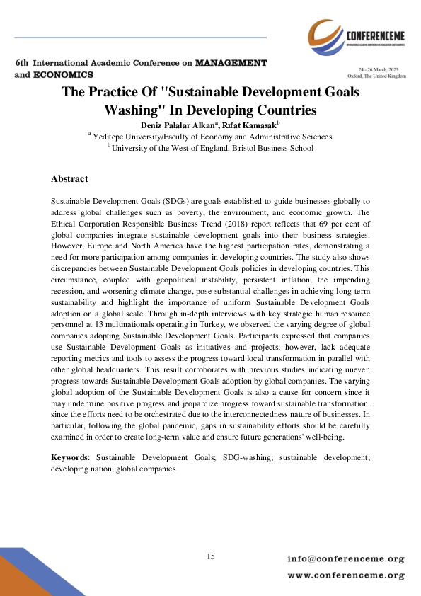 (PDF) The Practice of "Sustainable Development Goals Washing" in ...