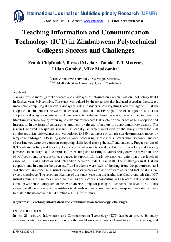 Pdf Teaching Information And Communication Technology Ict In