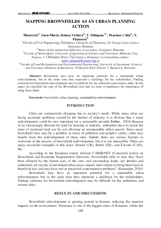 (PDF) Mapping Brownfields as an Urban Planning Action