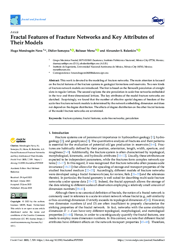 Pdf Fractal Features Of Fracture Networks And Key Attributes Of Their