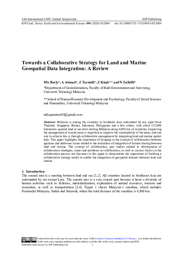 (PDF) Towards a Collaborative Strategy for Land and Marine Geospatial ...