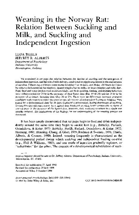 (PDF) Weaning in the norway rat: Relation between suckling and milk ...