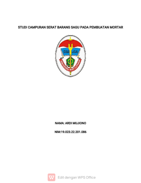 (PDF) Campuran serat batang sagu pada pembuatan mortar