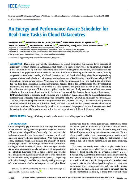 Pdf An Energy And Performance Aware Scheduler For Real Time Tasks In Cloud Datacentres