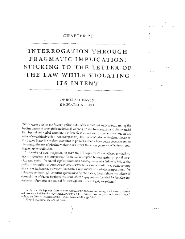 (PDF) Interrogation Through Pragmatic Implication: Sticking to the ...