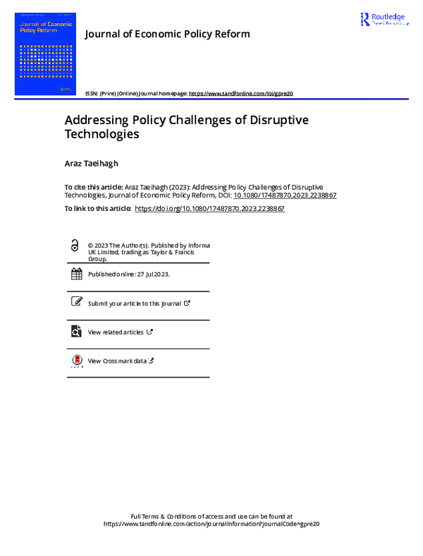 (PDF) Addressing Policy Challenges of Disruptive Technologies