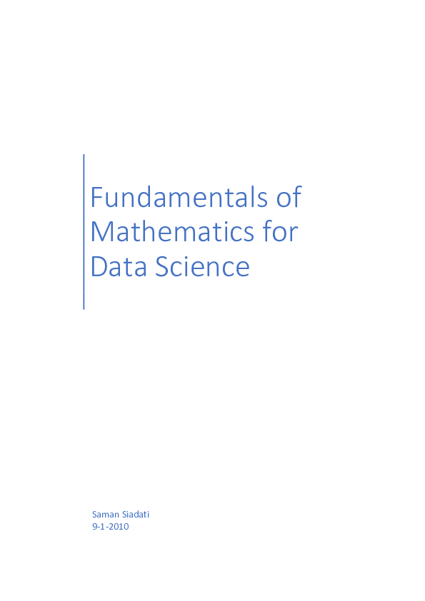 (PDF) Fundamentals of Mathematics for Data Science