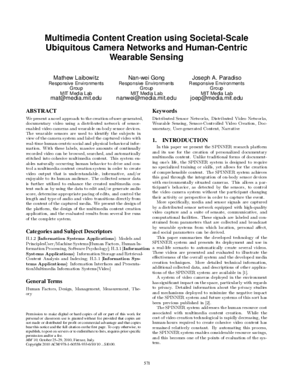 (PDF) Multimedia content creation using societal-scale ubiquitous ...