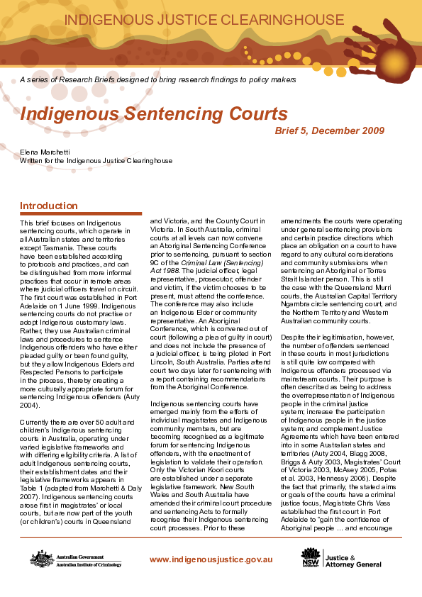 (PDF) Indigenous Sentencing Courts