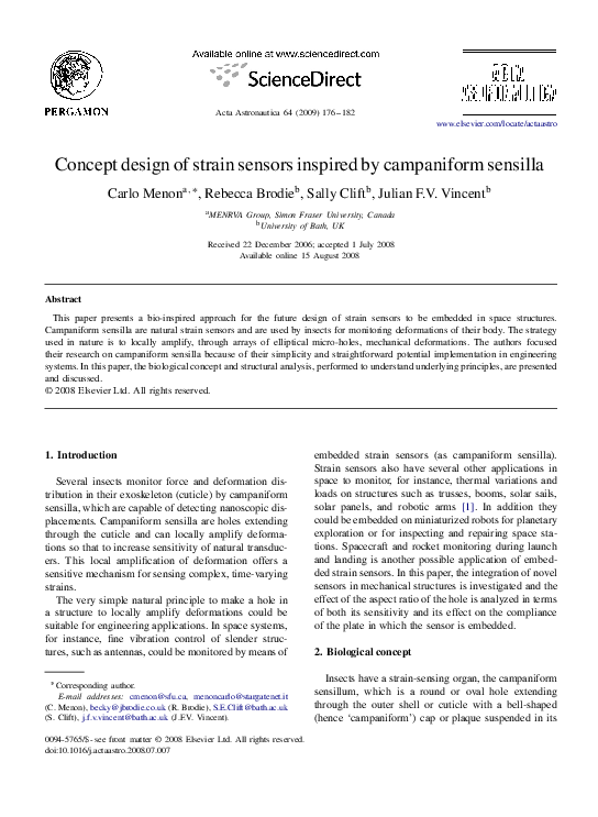 (PDF) Concept design of strain sensors inspired by campaniform sensilla