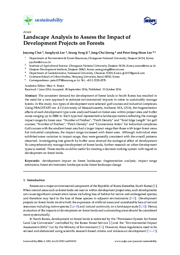 (PDF) Landscape Analysis to Assess the Impact of Development Projects ...