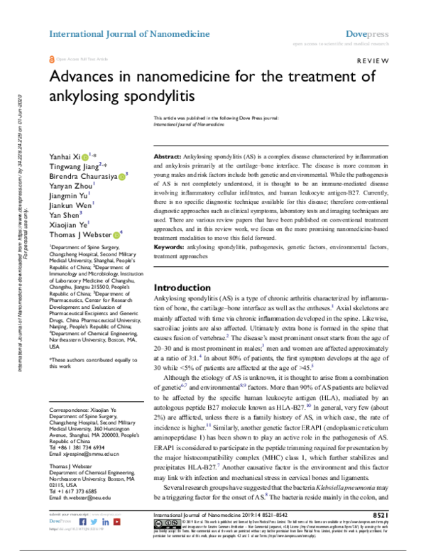 (PDF) Advances in nanomedicine for the treatment of ankylosing spondylitis