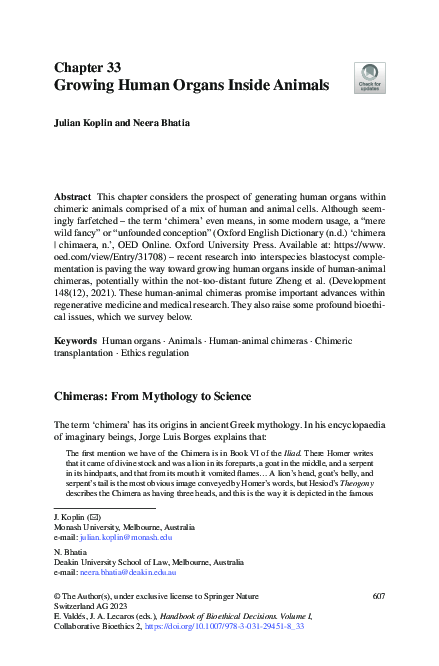(PDF) Growing Human Organs Inside Animals