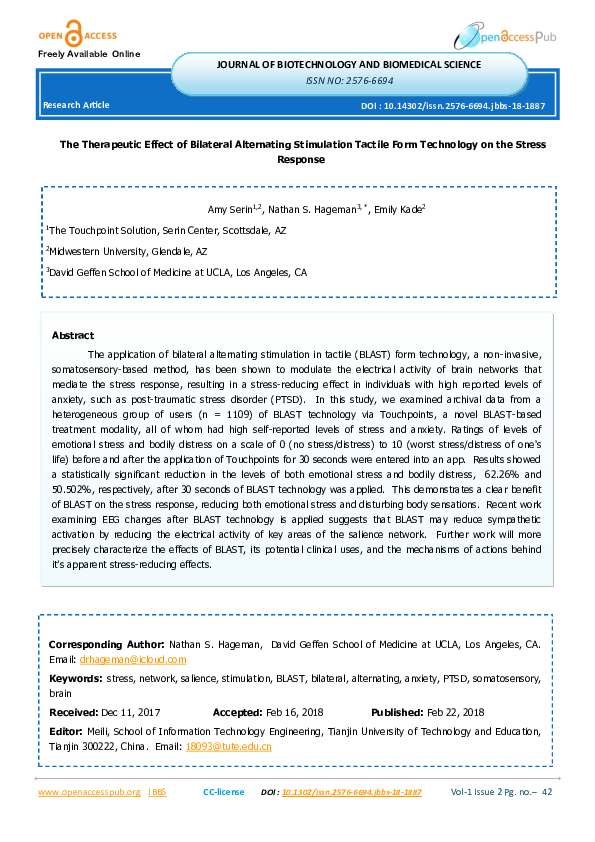 (PDF) The Therapeutic Effect of Bilateral Alternating Stimulation ...