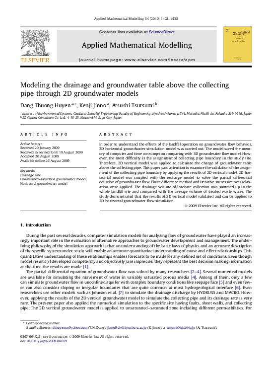 (PDF) Modeling the drainage and groundwater table above the collecting ...