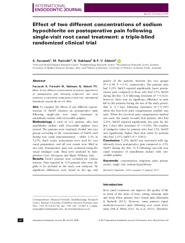 (PDF) Effect of two different concentrations of sodium hypochlorite on ...