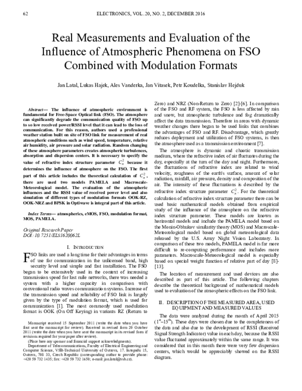 (PDF) Real Measurements and Evaluation of the Influence of Atmospheric ...